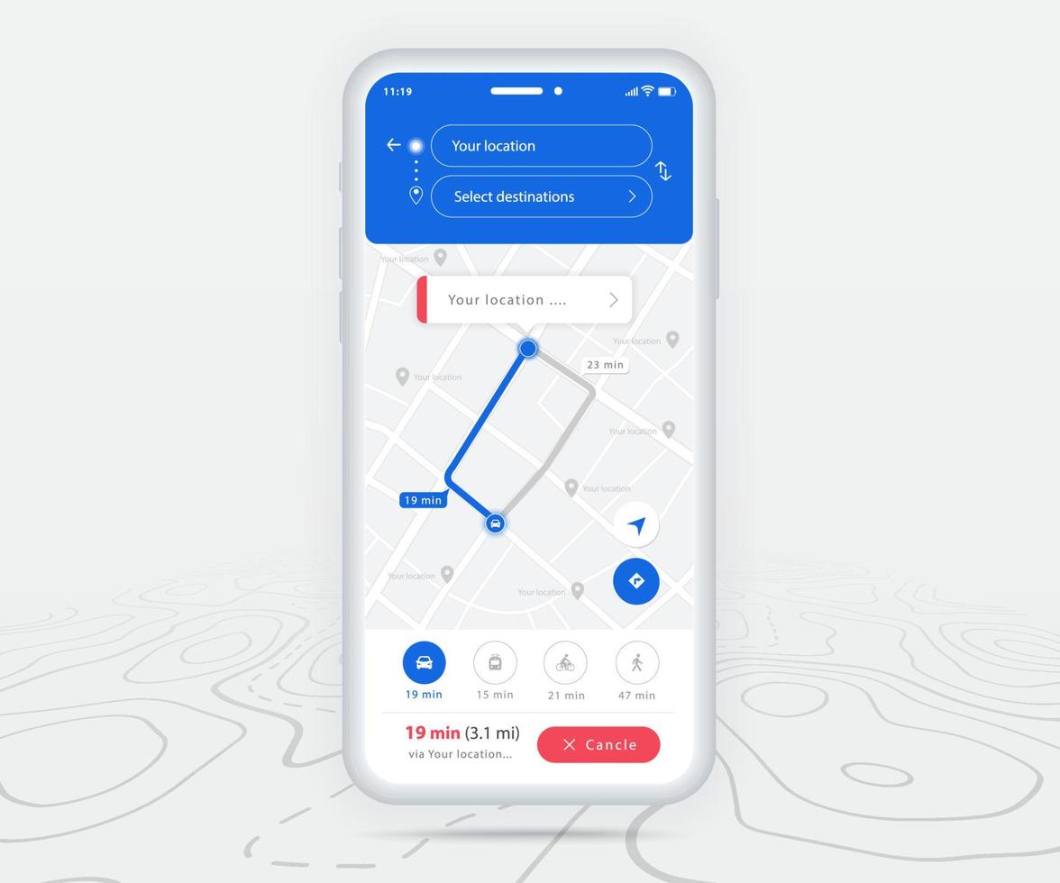 Map GPS navigation, Smartphone map application and red pinpoint screen ... Map GPS navigation, Smartphone map application and red pinpoint screen ...