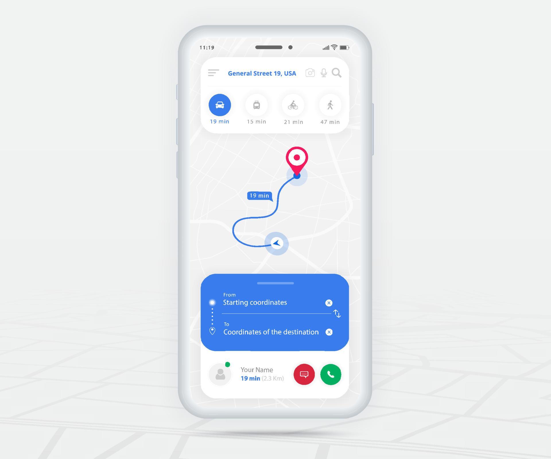 Map Gps Navigation App Ux Ui Concept Mobile Map Application