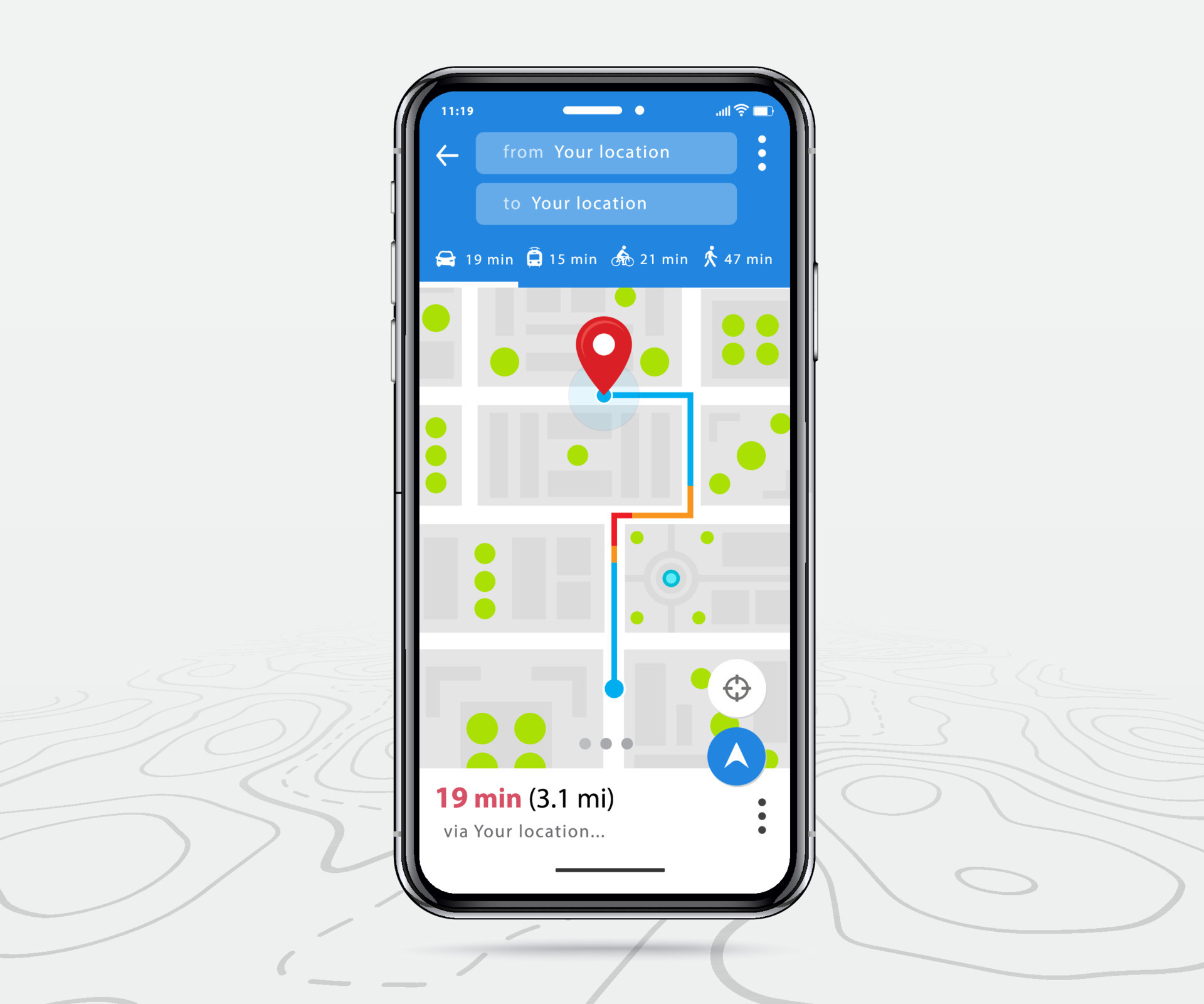 Map Gps Navigation Smartphone Map Application And Destination Red