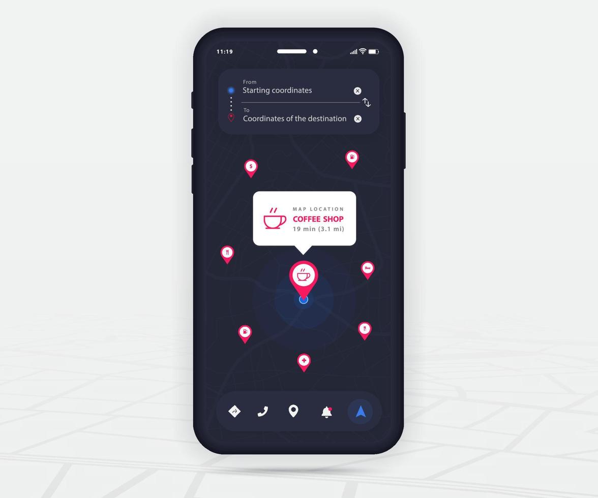 Map Gps Navigation App Ux Ui Concept Mobile Map Application Smartphone App Search Map