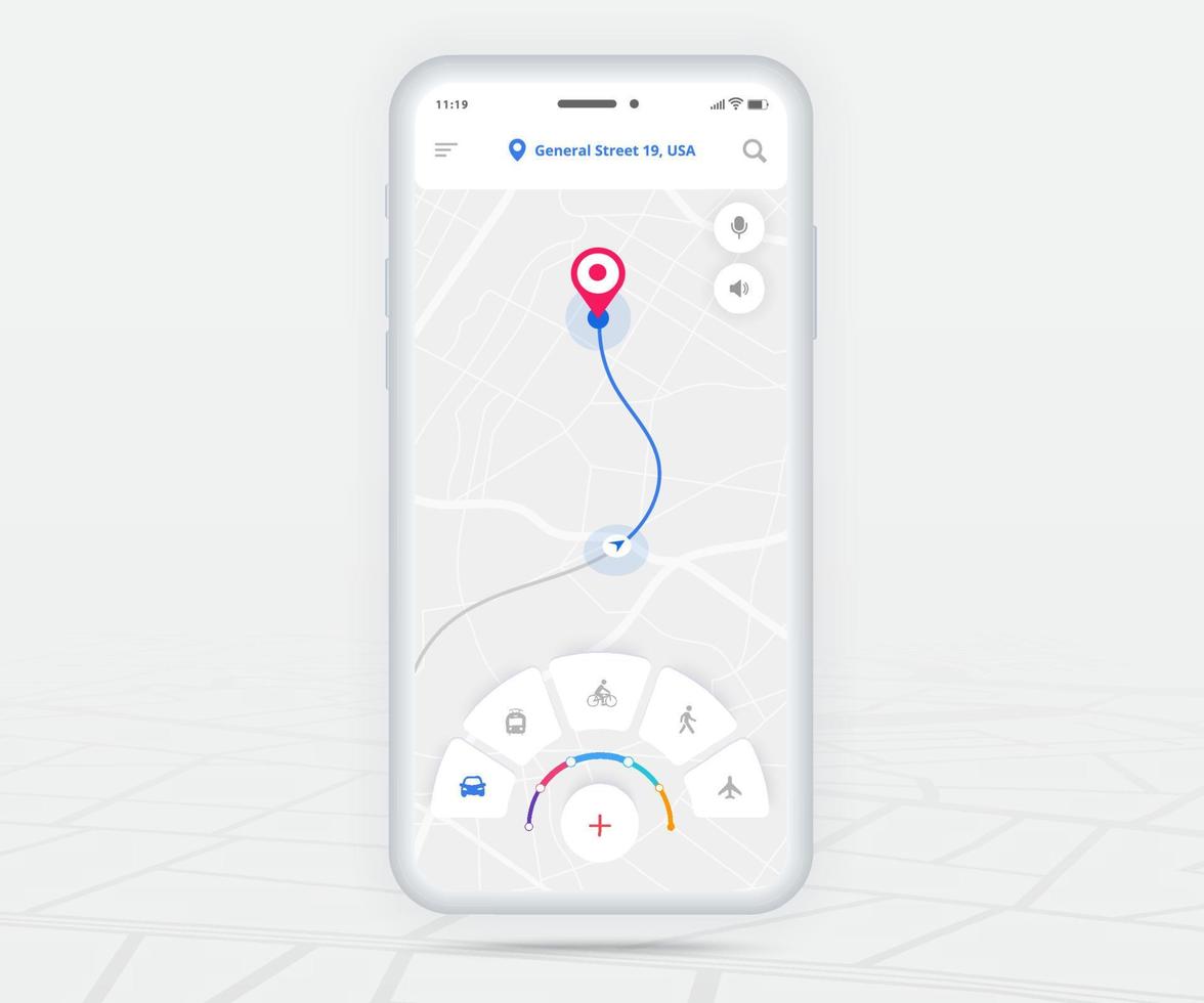 Map Gps Navigation Ux Ui Concept Smartphone Map Application And Destination Pinpoint On Screen