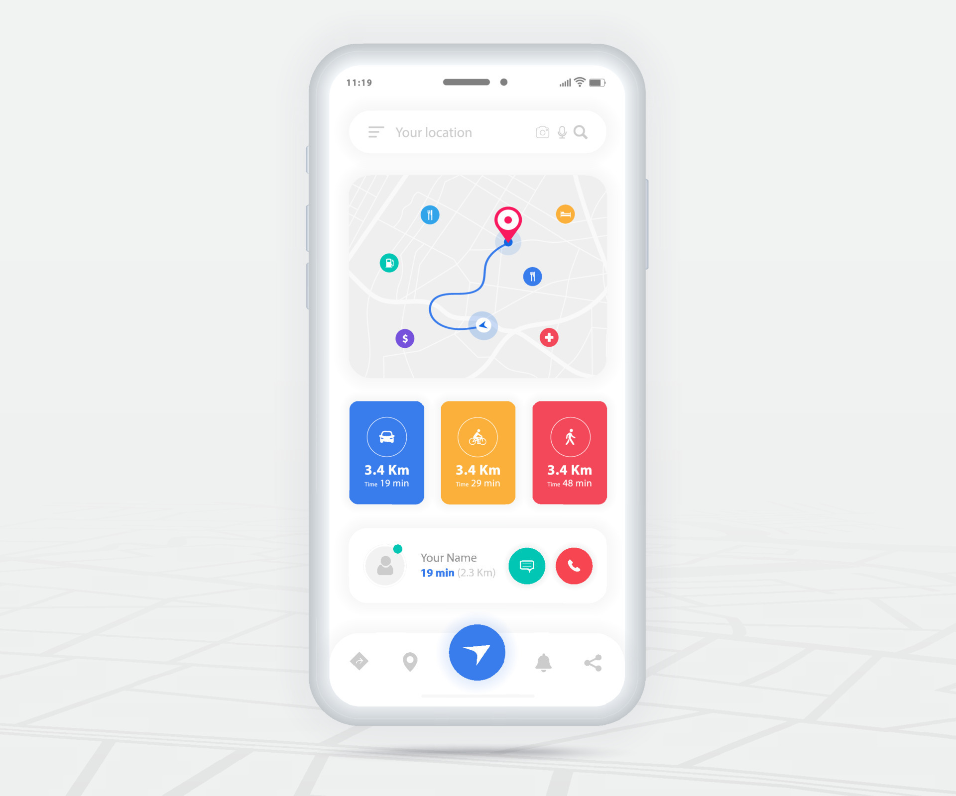 Map Gps Navigation App Ux Ui Concept Mobile Map Application Smartphone App Search Map