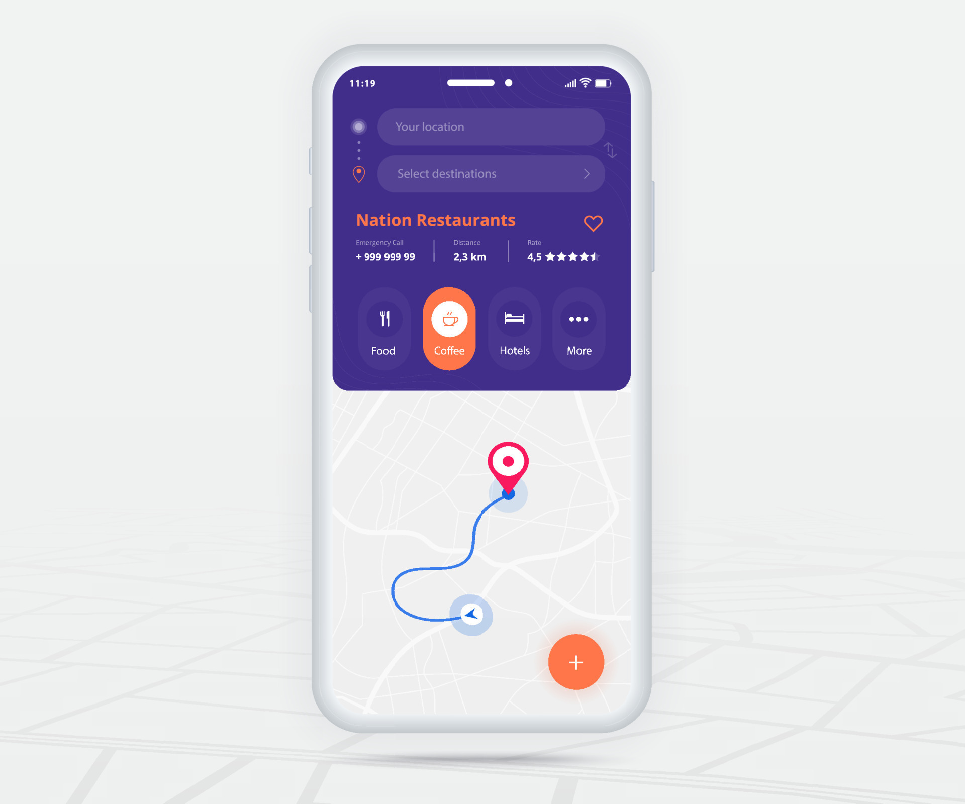 Map Gps Navigation App Ux Ui Concept Mobile Map Application