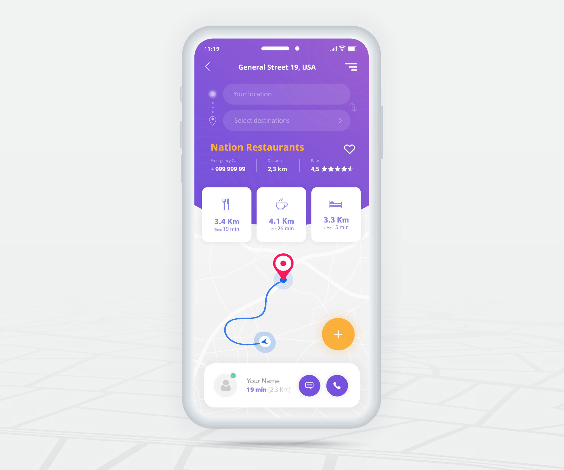 Map Gps Navigation App Ux Ui Concept Mobile Map Application