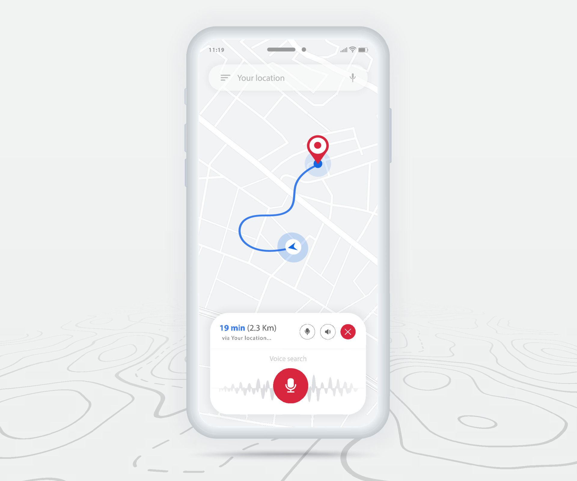 Map GPS navigation ux ui concept, Smartphone map application ...