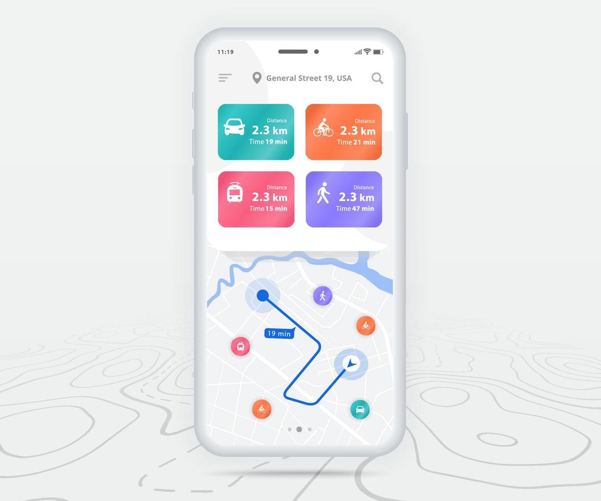 Map Gps Navigation Ux Ui Concept Smartphone Map Application And
