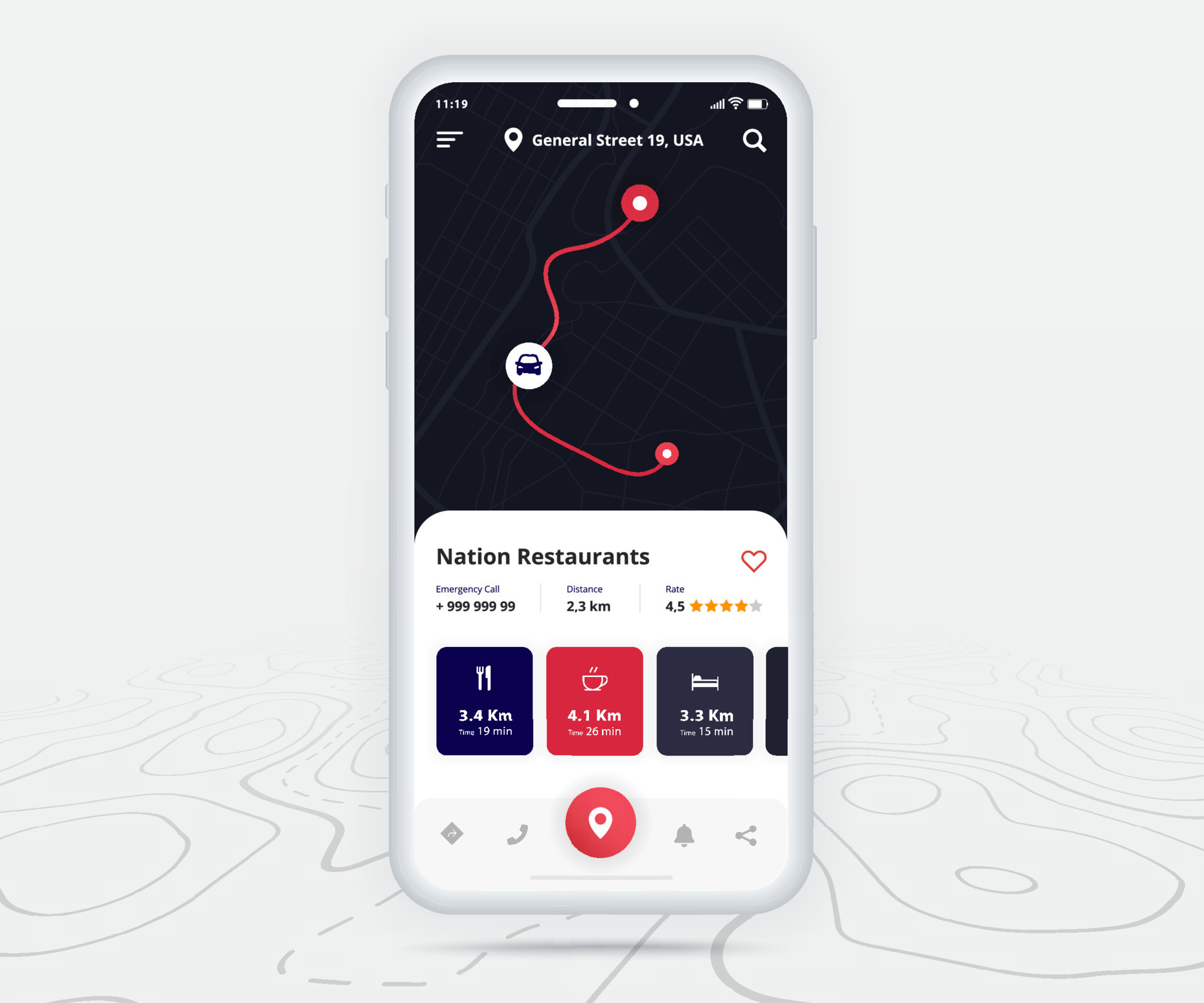 Map Gps Navigation Ux Ui Concept Smartphone Map Application