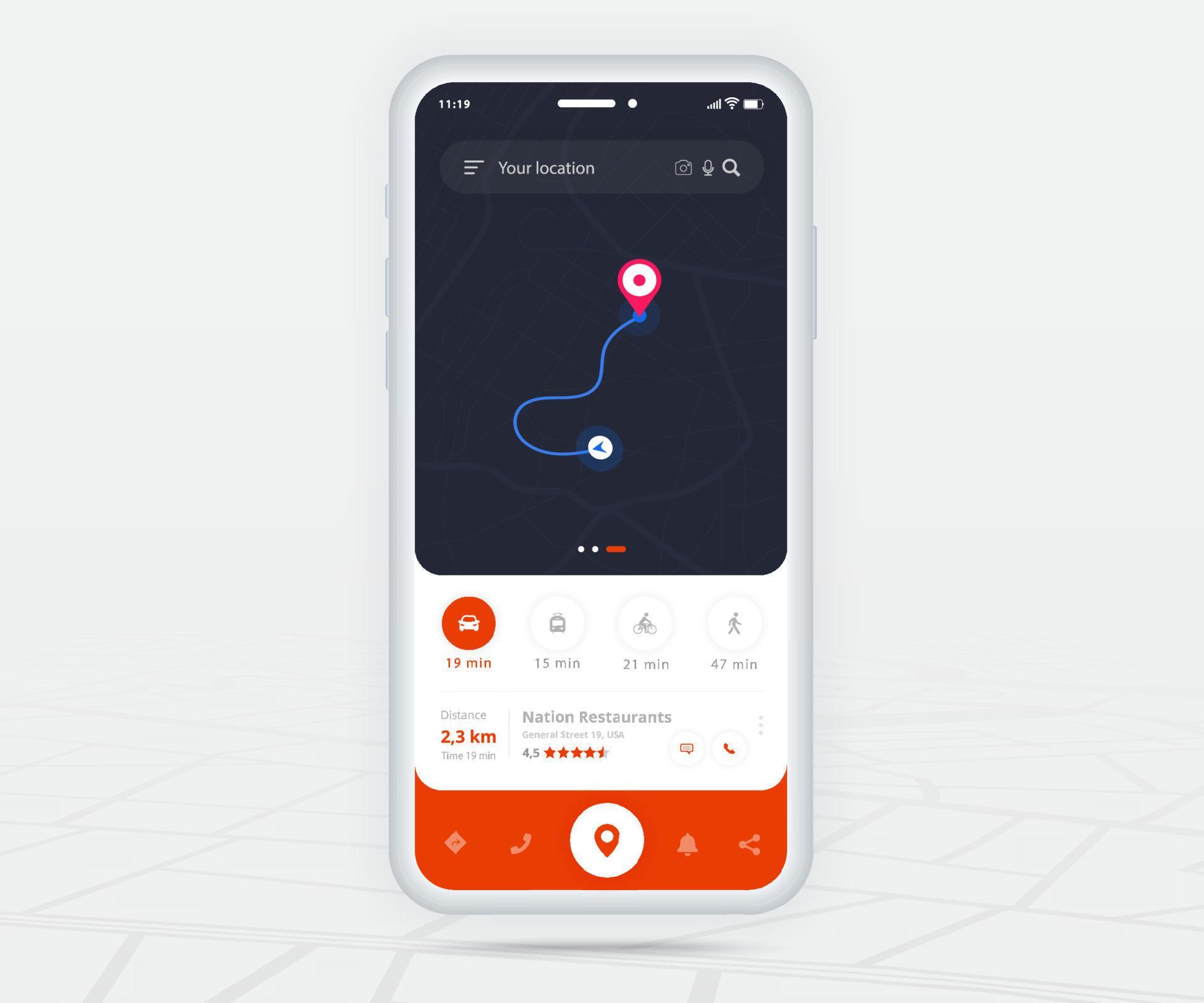 Map Gps Navigation App Ux Ui Concept Mobile Map Application Smartphone App Search Map
