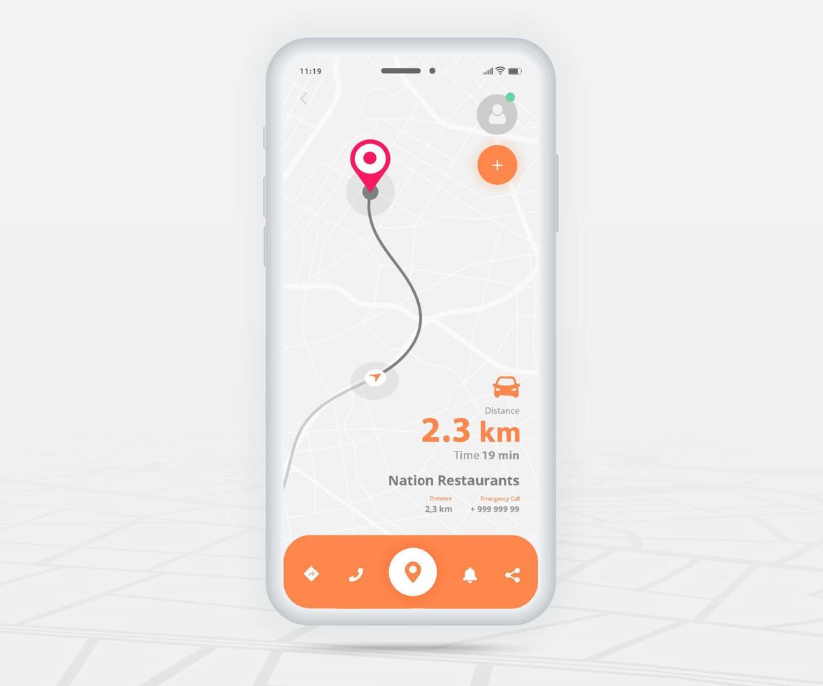 Map Gps Navigation App Ux Ui Concept Mobile Map Application
