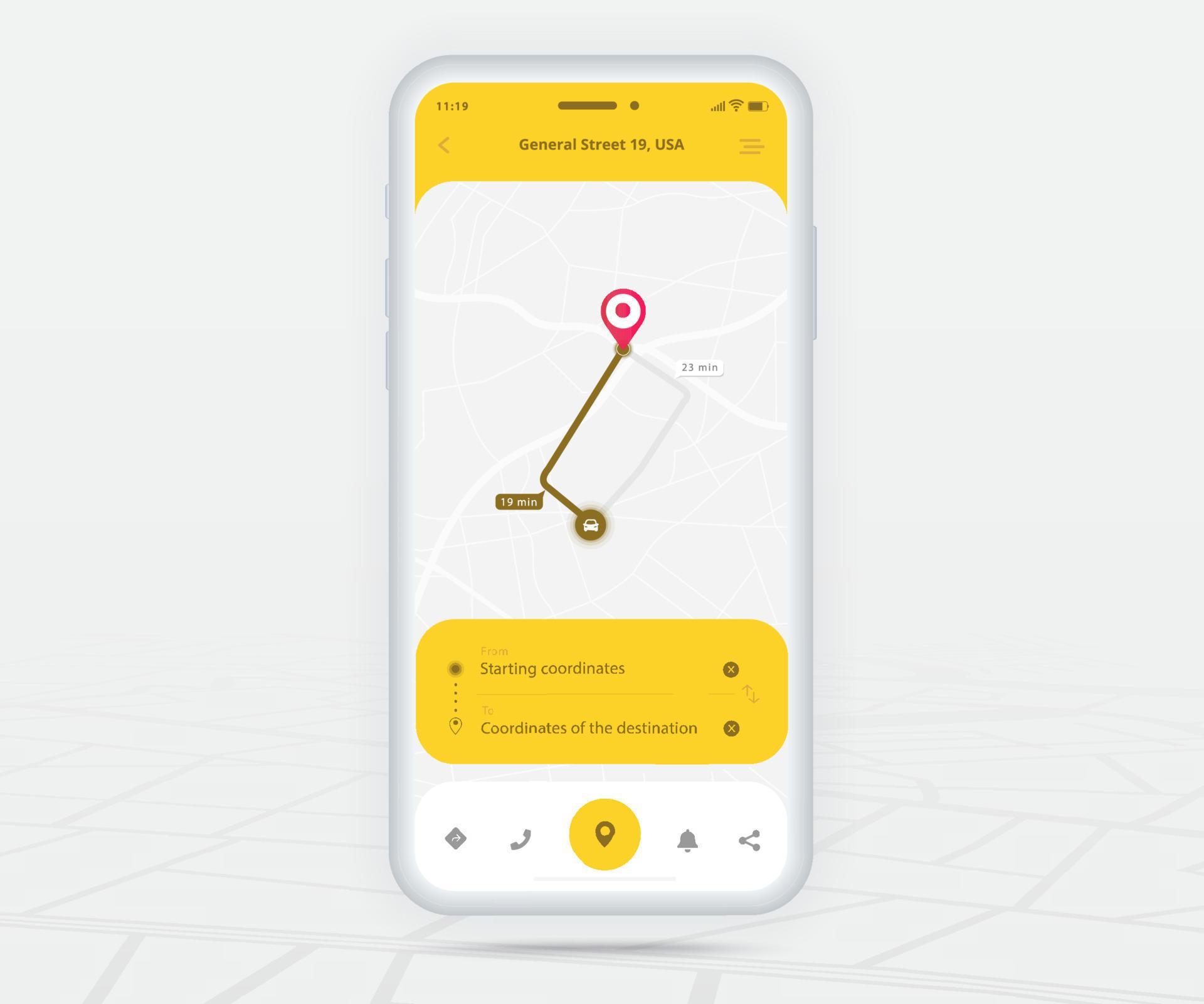 Map Gps Navigation App Ux Ui Concept Mobile Map Application