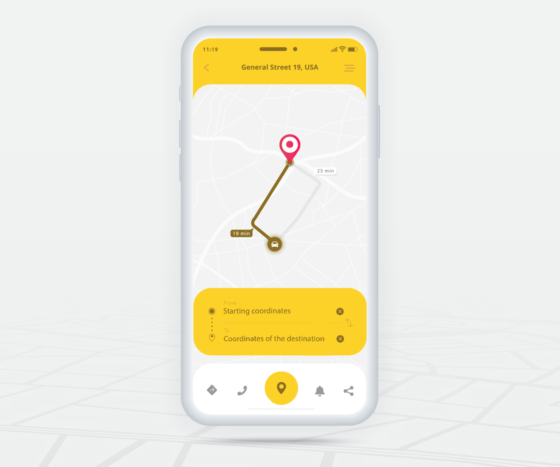 Map Gps Navigation App Ux Ui Concept Mobile Map Application
