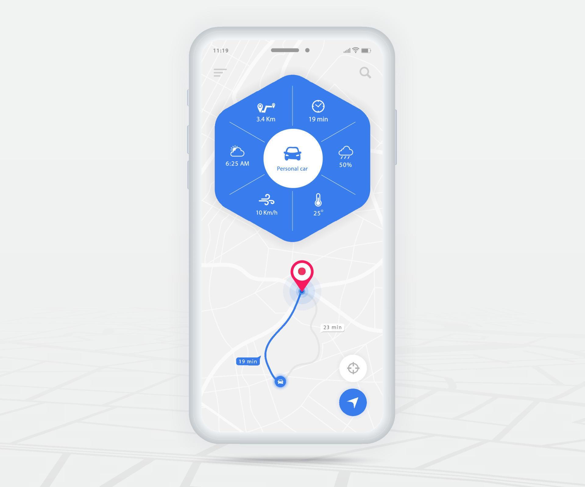 Map GPS navigation app ux ui concept, Mobile map application, Smartphone App search map ...
