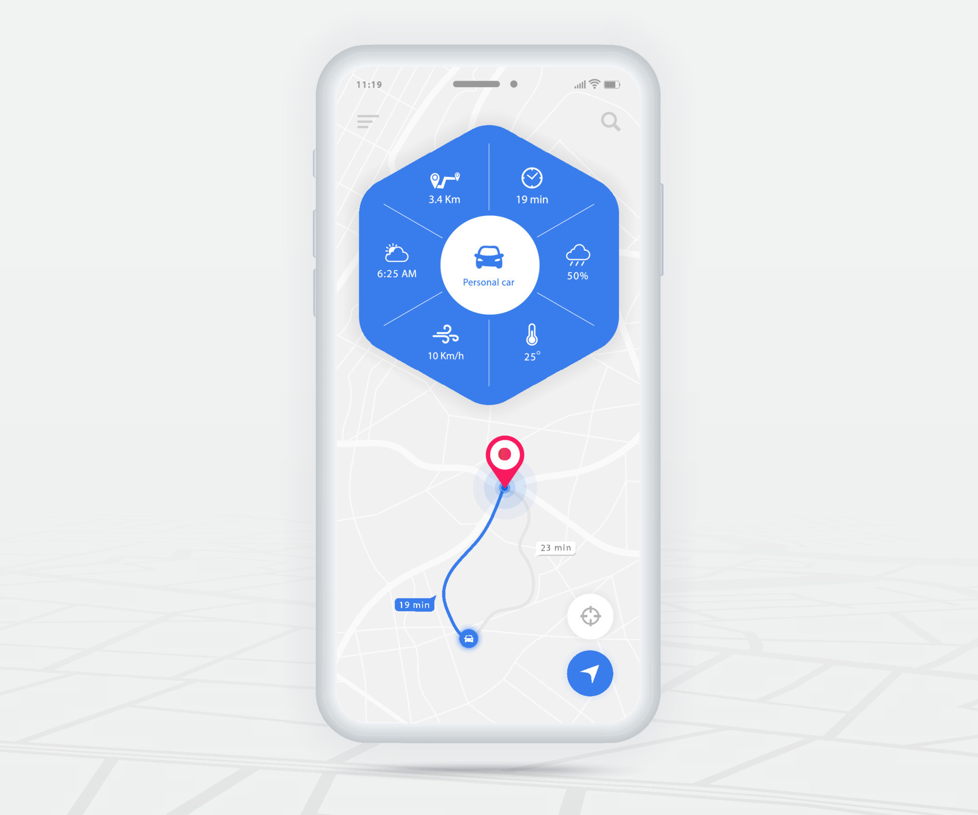 Map Gps Navigation App Ux Ui Concept Mobile Map Application