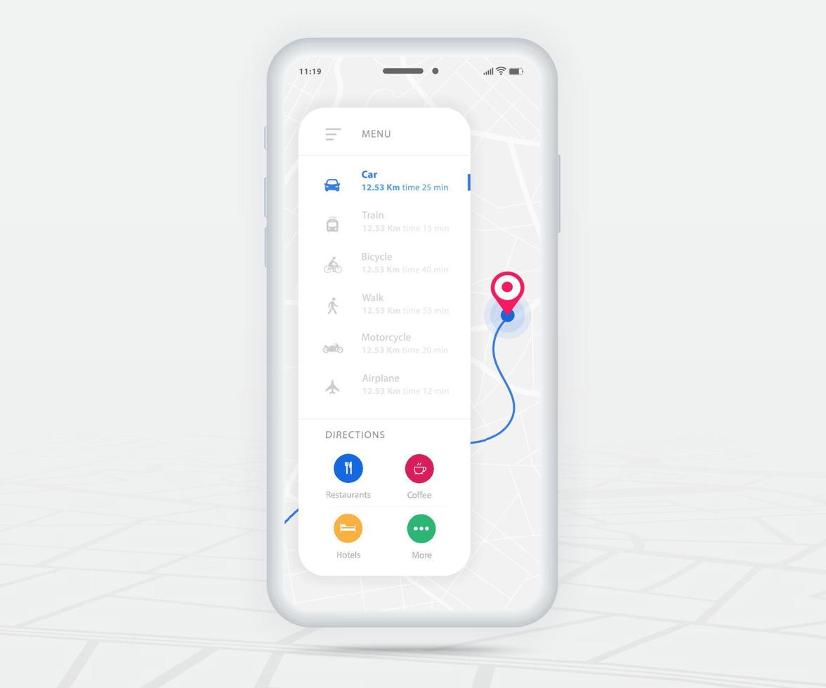 Map GPS navigation app ux ui concept, Mobile map application ...