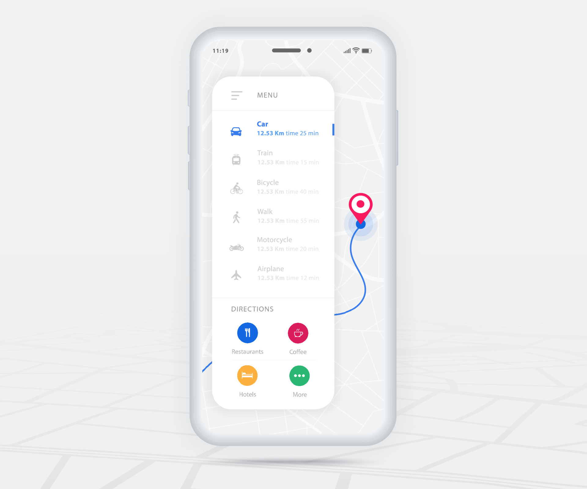 Map GPS navigation app ux ui concept, Mobile map application ...