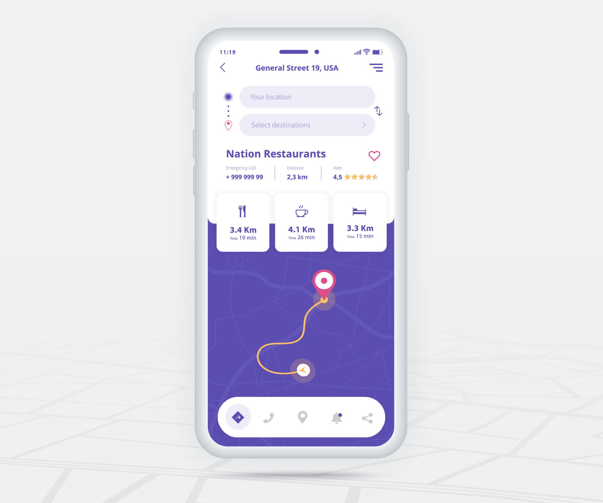 Map Gps Navigation App Ux Ui Concept Mobile Map Application
