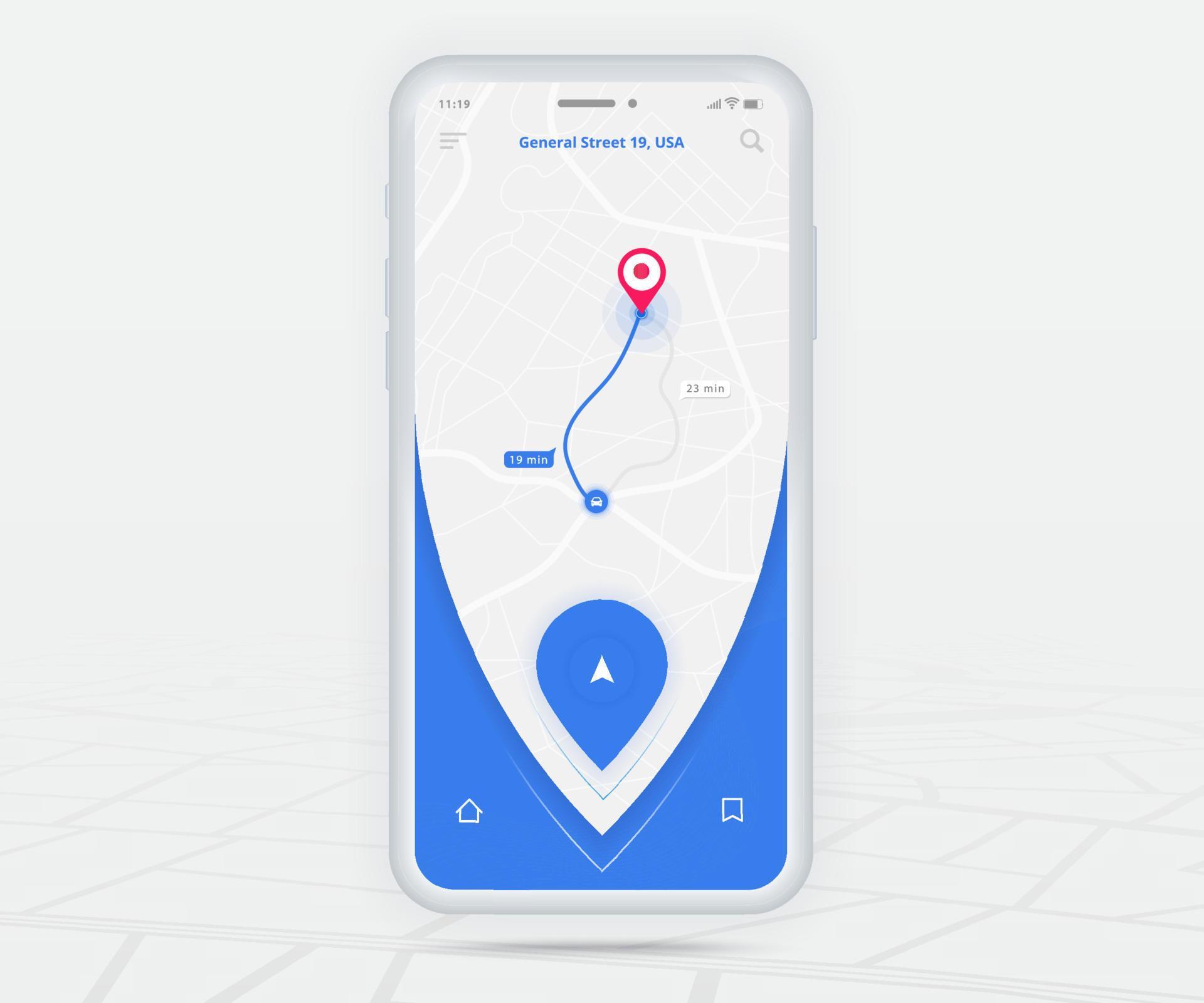 Map Gps Navigation App Ux Ui Concept Mobile Map Application