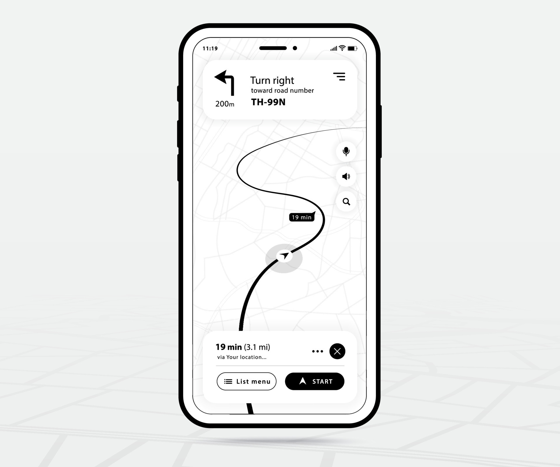 Map Gps Navigation Ux Ui Outline Smartphone Map Application And