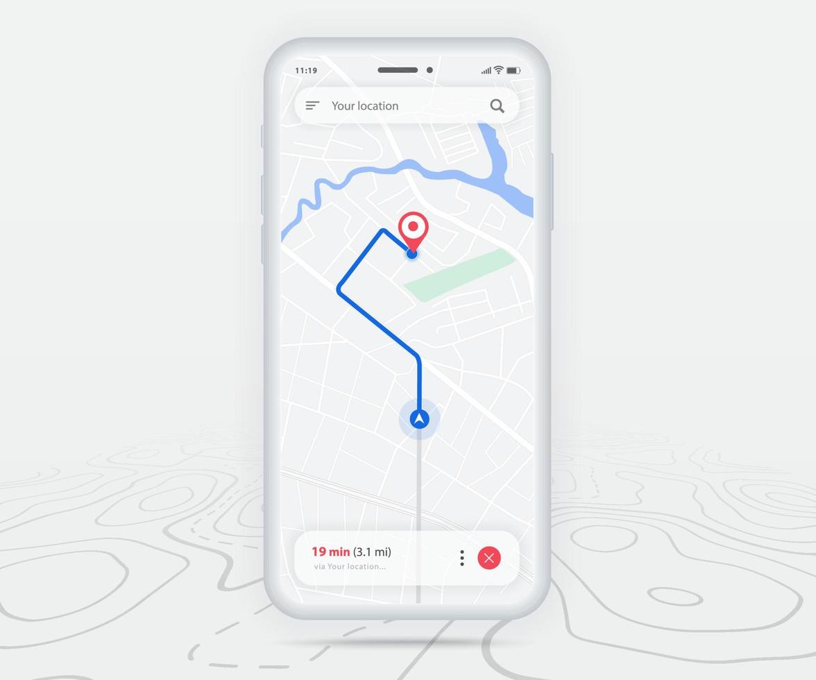 Map GPS navigation, Smartphone map application and red pinpoint screen ... Map GPS navigation, Smartphone map application and red pinpoint screen ...