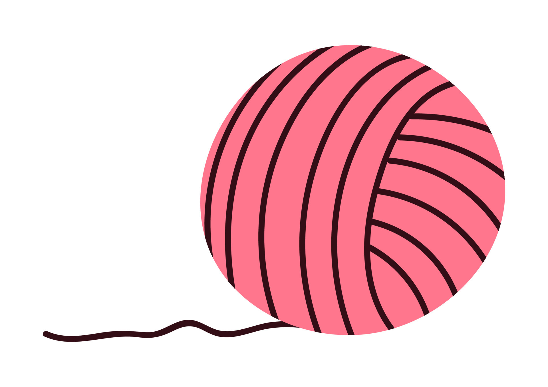 Ball Of Pink Wool For Knitting Element For Design In Cartoon Style Vector Illustration