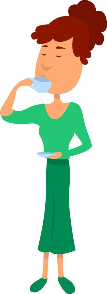 Woman Drinking Coffee Illustration Vector On White Background