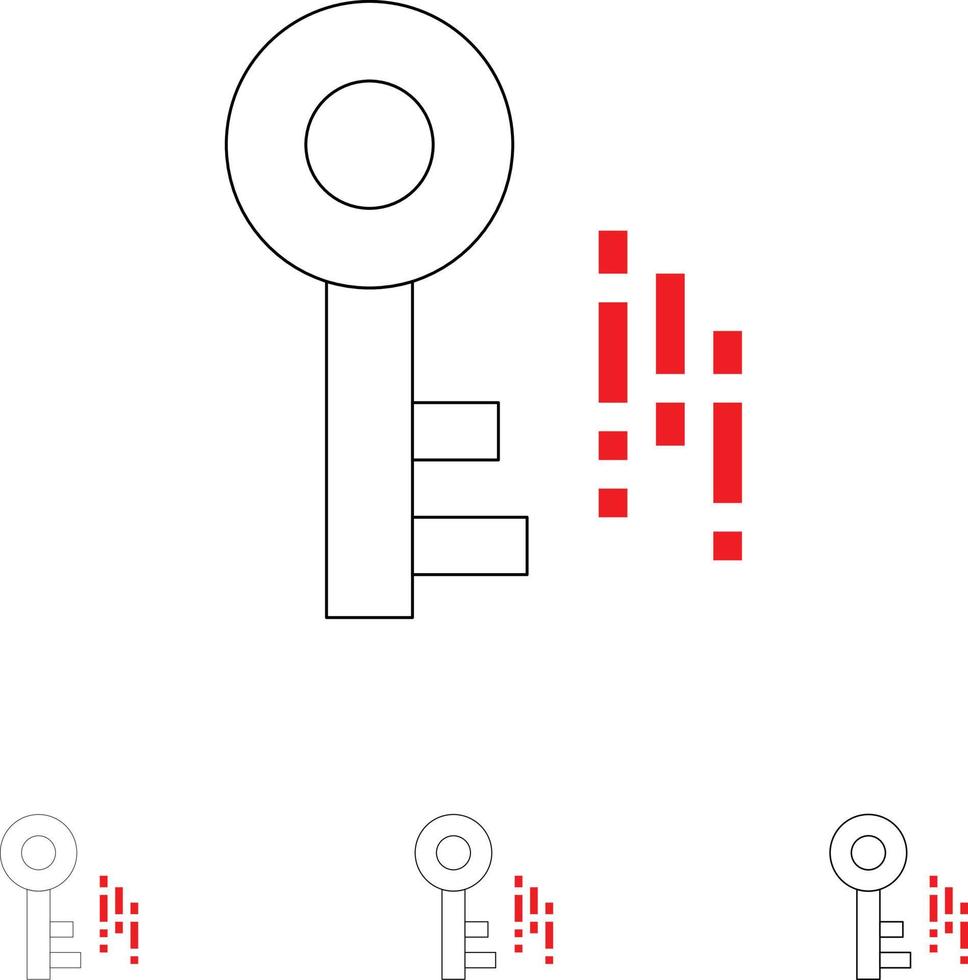 Internet Security Key Bold And Thin Black Line Icon Set 13520730 Vector Art At Vecteezy