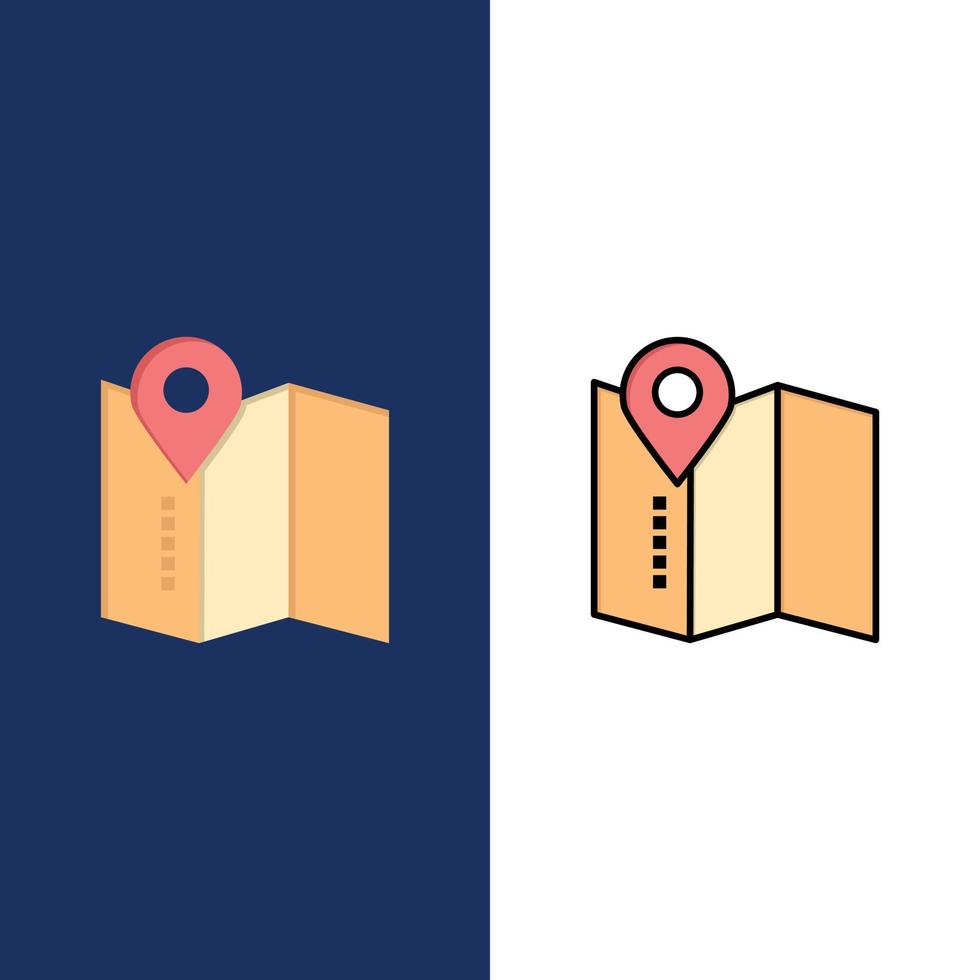 Location Map Service Pin Icons Flat And Line Filled Icon Set Vector