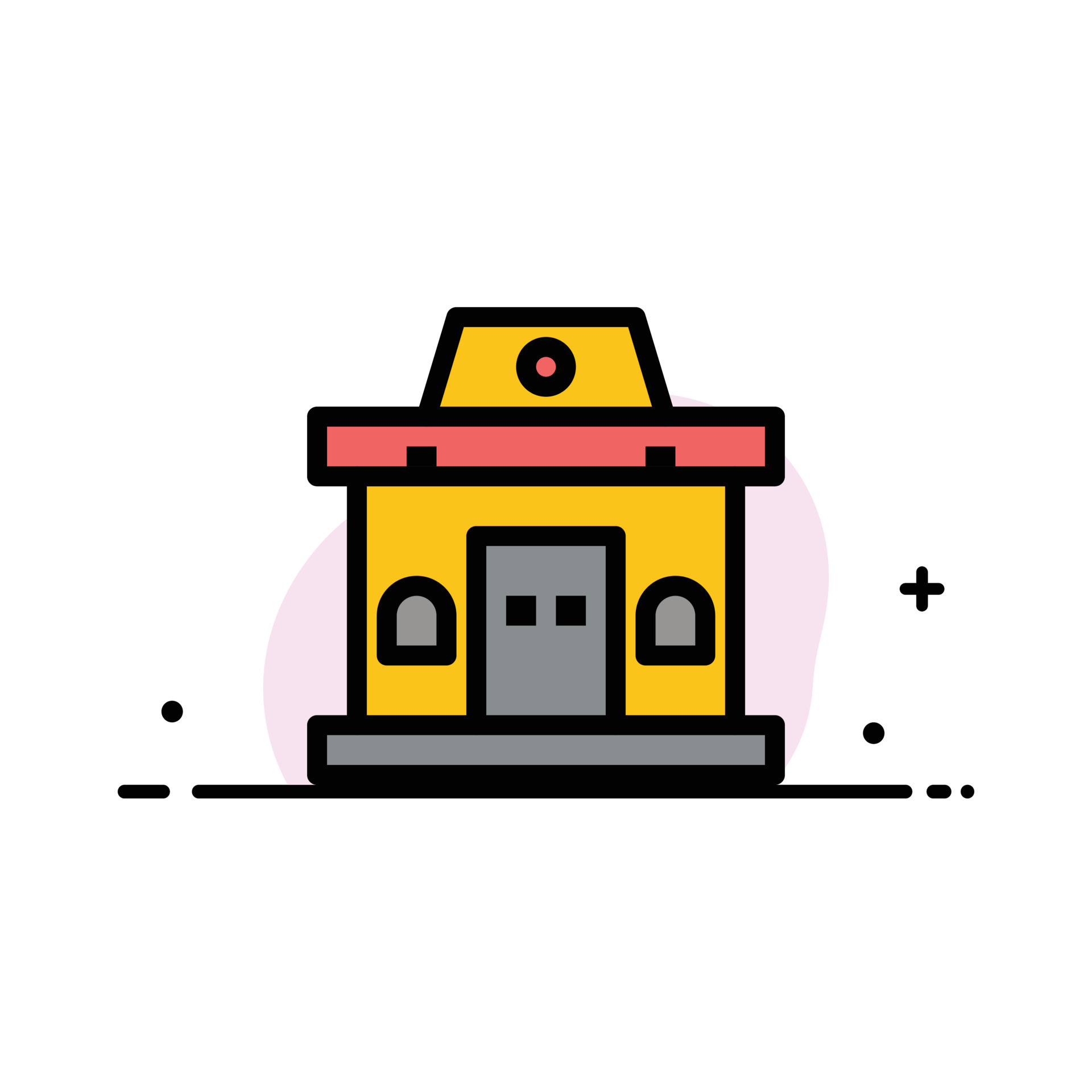 Building Office Ticket Urban Business Flat Line Filled Icon Vector