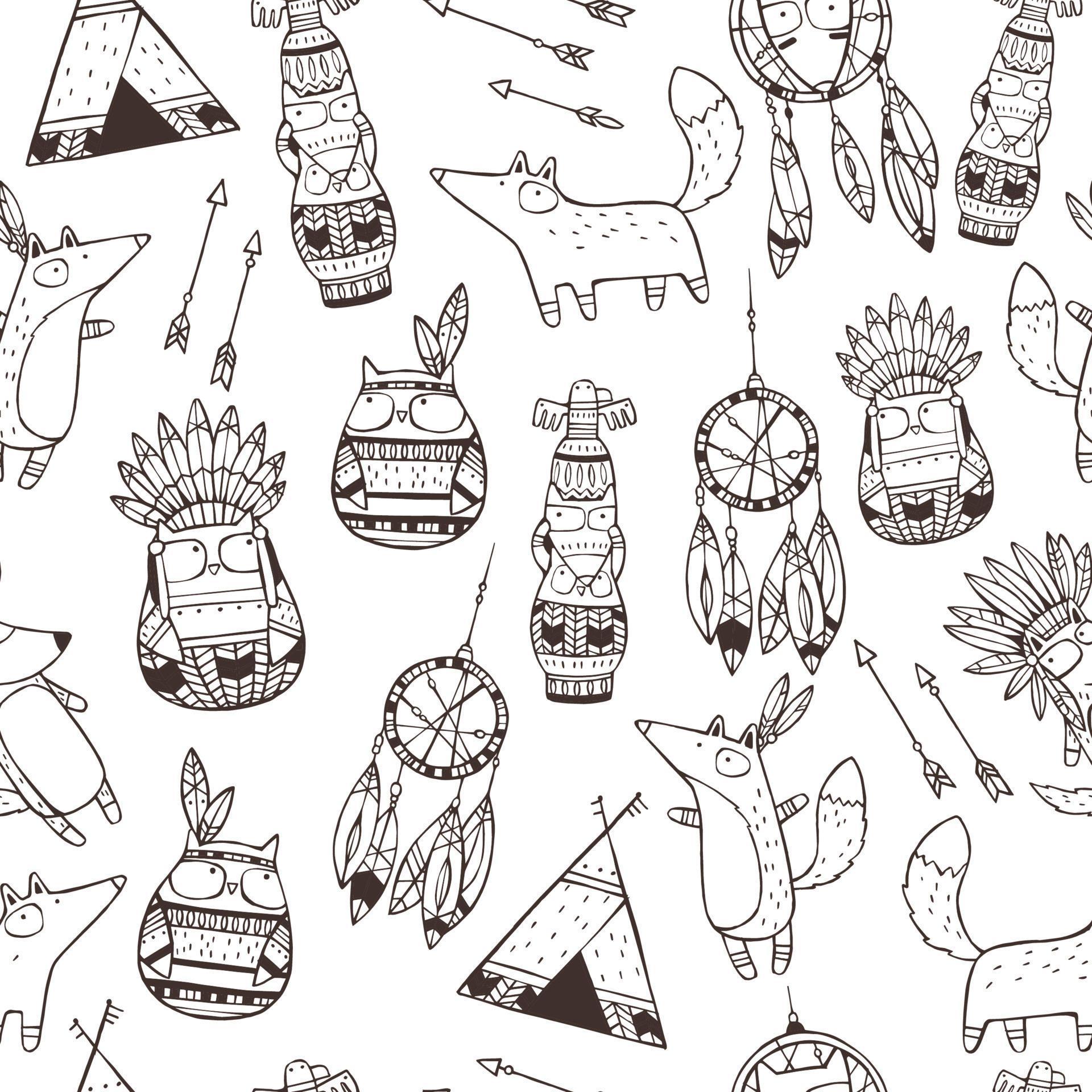 Vector pattern with indian elements. 13523915 Vector Art at Vecteezy