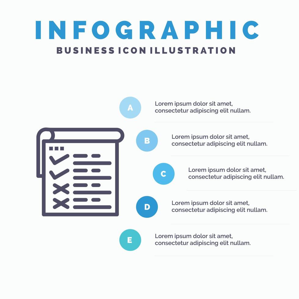Checklist Testing Report Qa Blue Infographics Template 5 Steps Vector