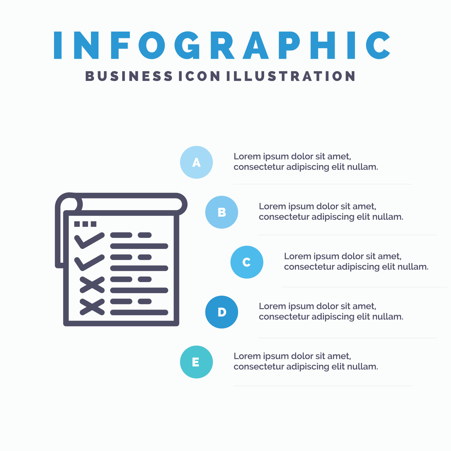 Checklist Testing Report Qa Blue Infographics Template 5 Steps Vector Line Icon Template