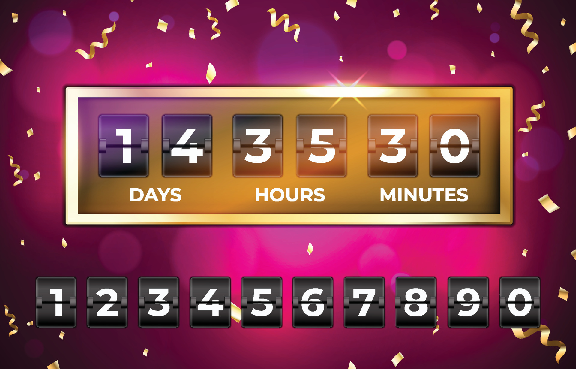 Countdown Clock Template With Gold Frame 13524103 Vector Art at Vecteezy