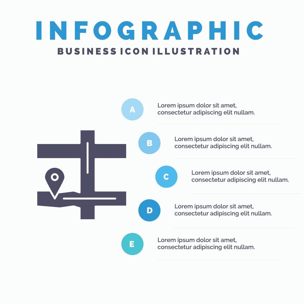 Map Navigation Pin Solid Icon Infographics 5 Steps Presentation Background 13524747 Vector Art