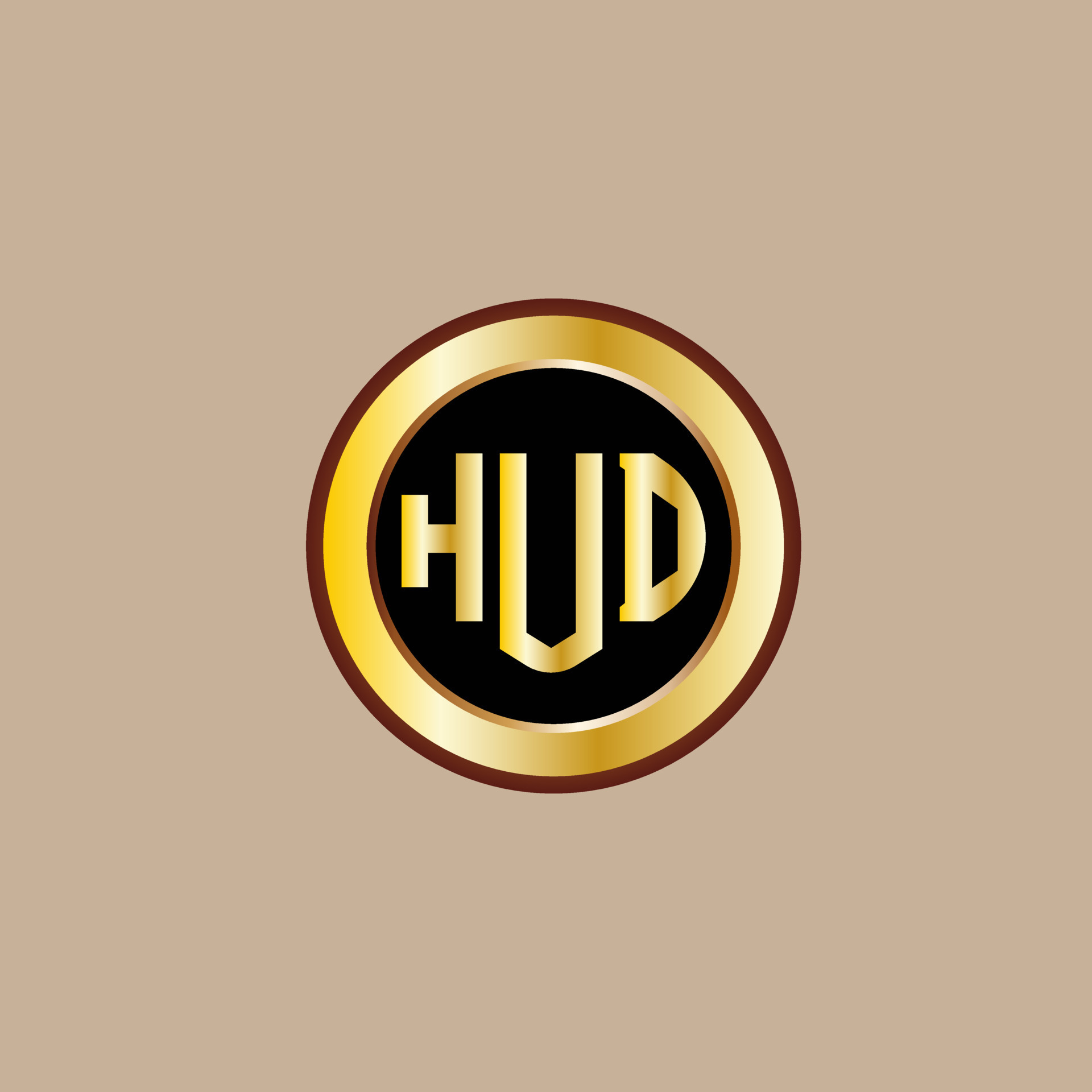 creative HUD letter logo design with golden circle 13528050 Vector Art at Vecteezy