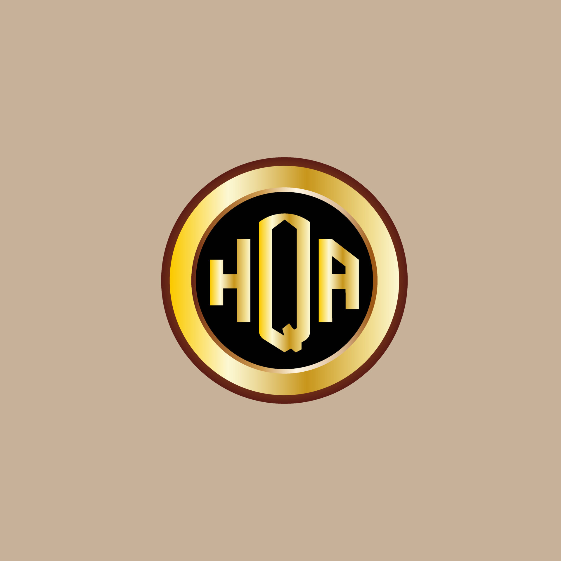 creative HQA letter logo design with golden circle 13528069 Vector Art at Vecteezy