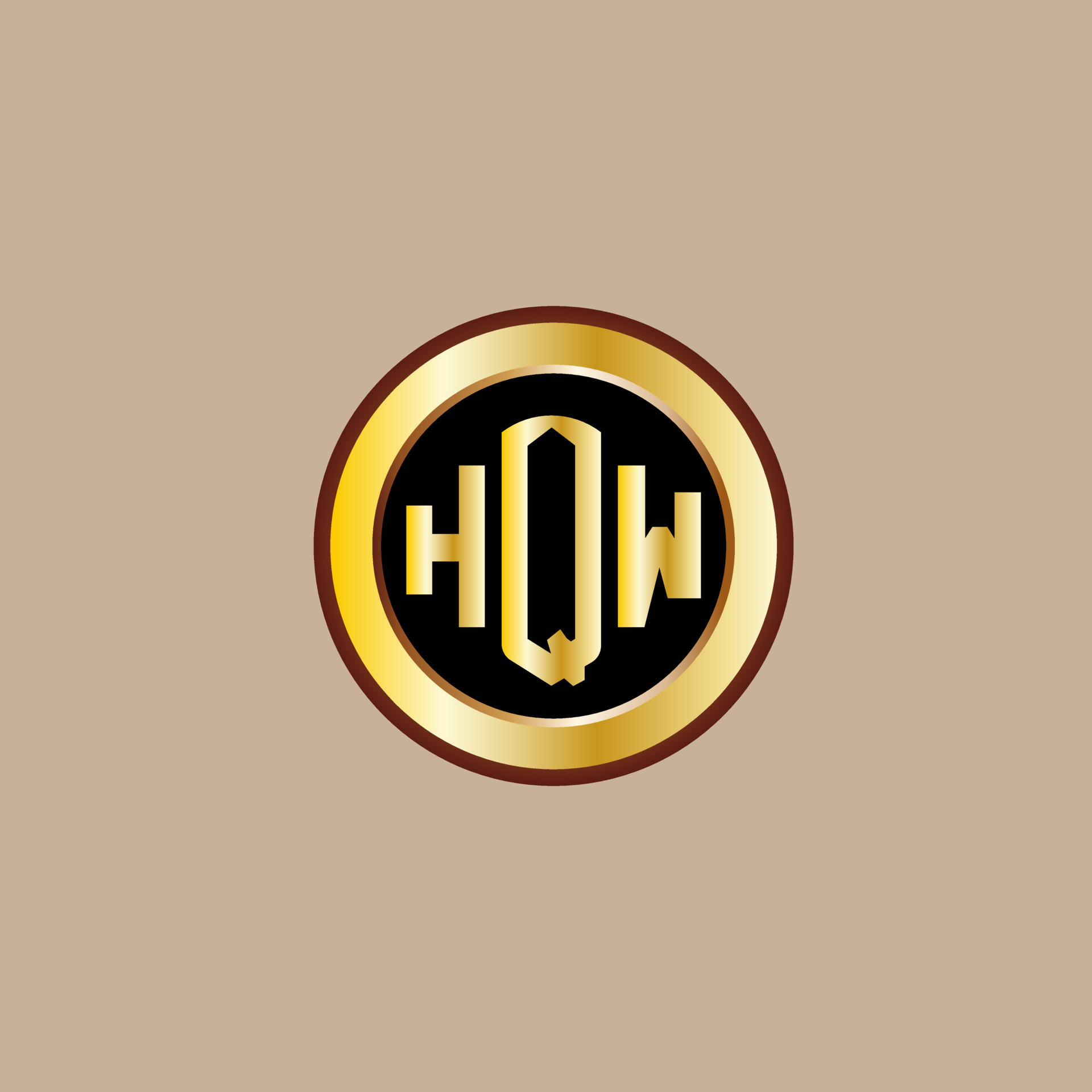 creative HQW letter logo design with golden circle 13528083 Vector Art at Vecteezy