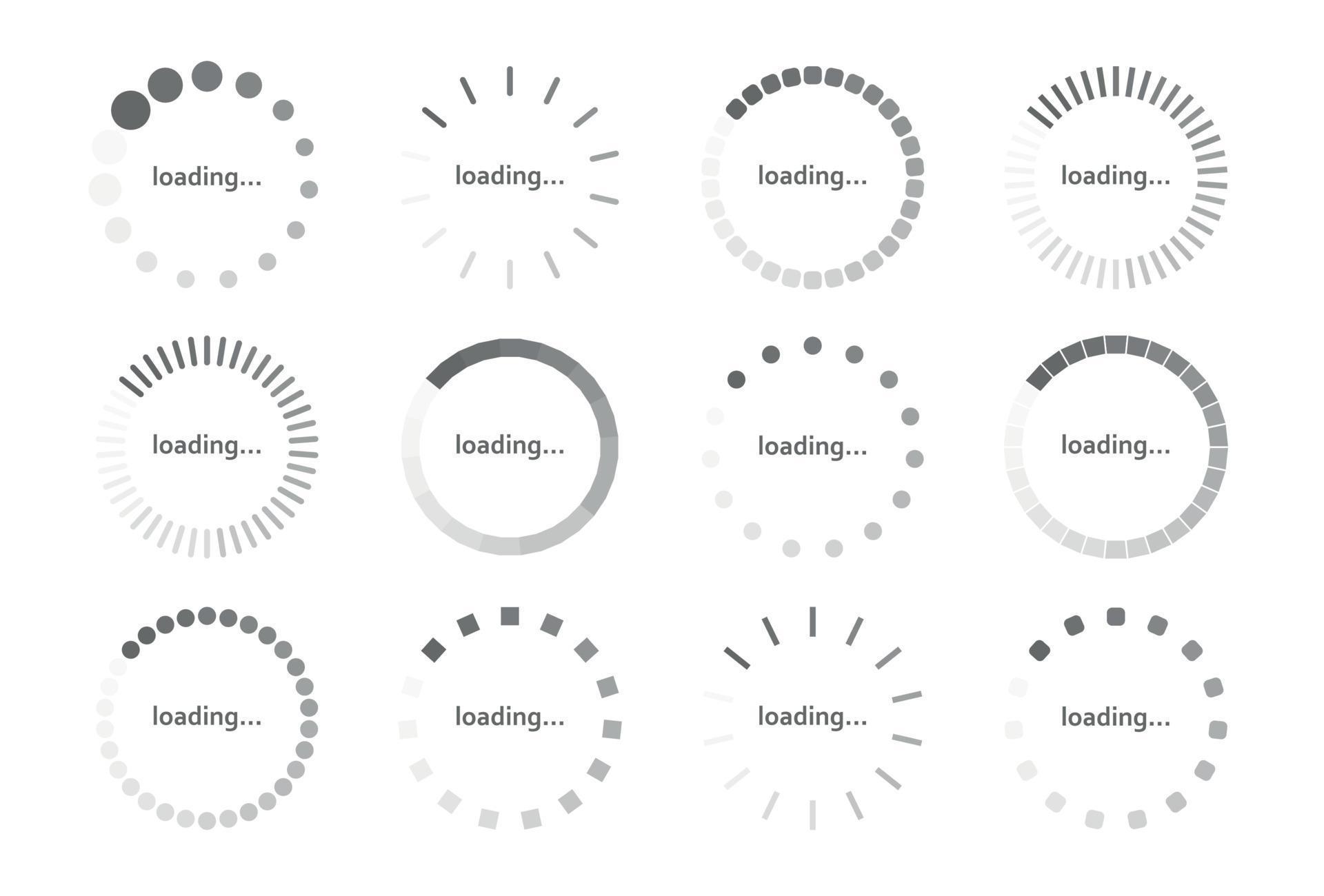 Set 12 Pcs Circle Scale Download Status Download Progress On White Background Vector