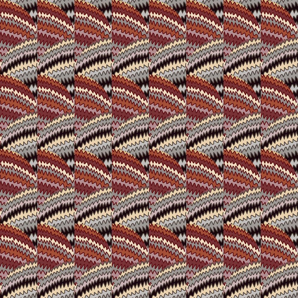 Hand Drawn Zig Zag Lines Mosaic Ornament Abstract Wave Seamless Pattern In Doodle Style
