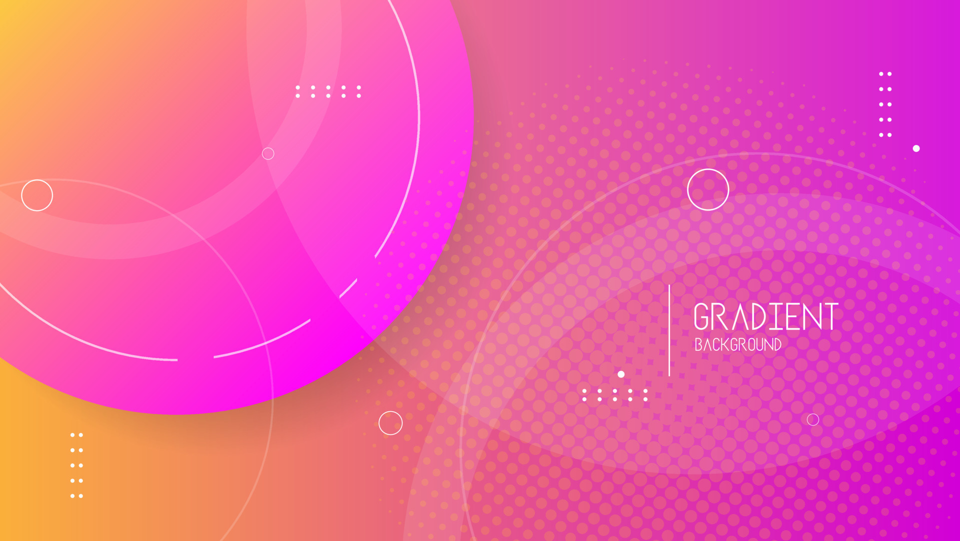 Abstract Gradient Orange And Pink Circular Background With Halftone Vector Illustration