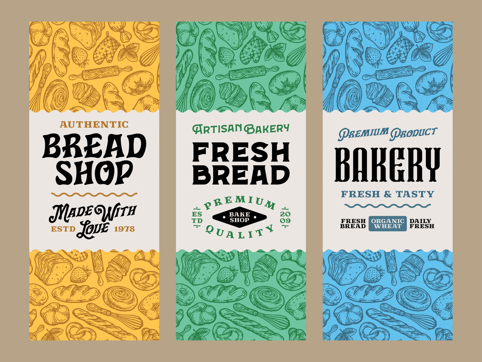 Bread labels in modern style. Bread and packaging design templates for ... Bread labels in modern style. Bread and packaging design templates for ...