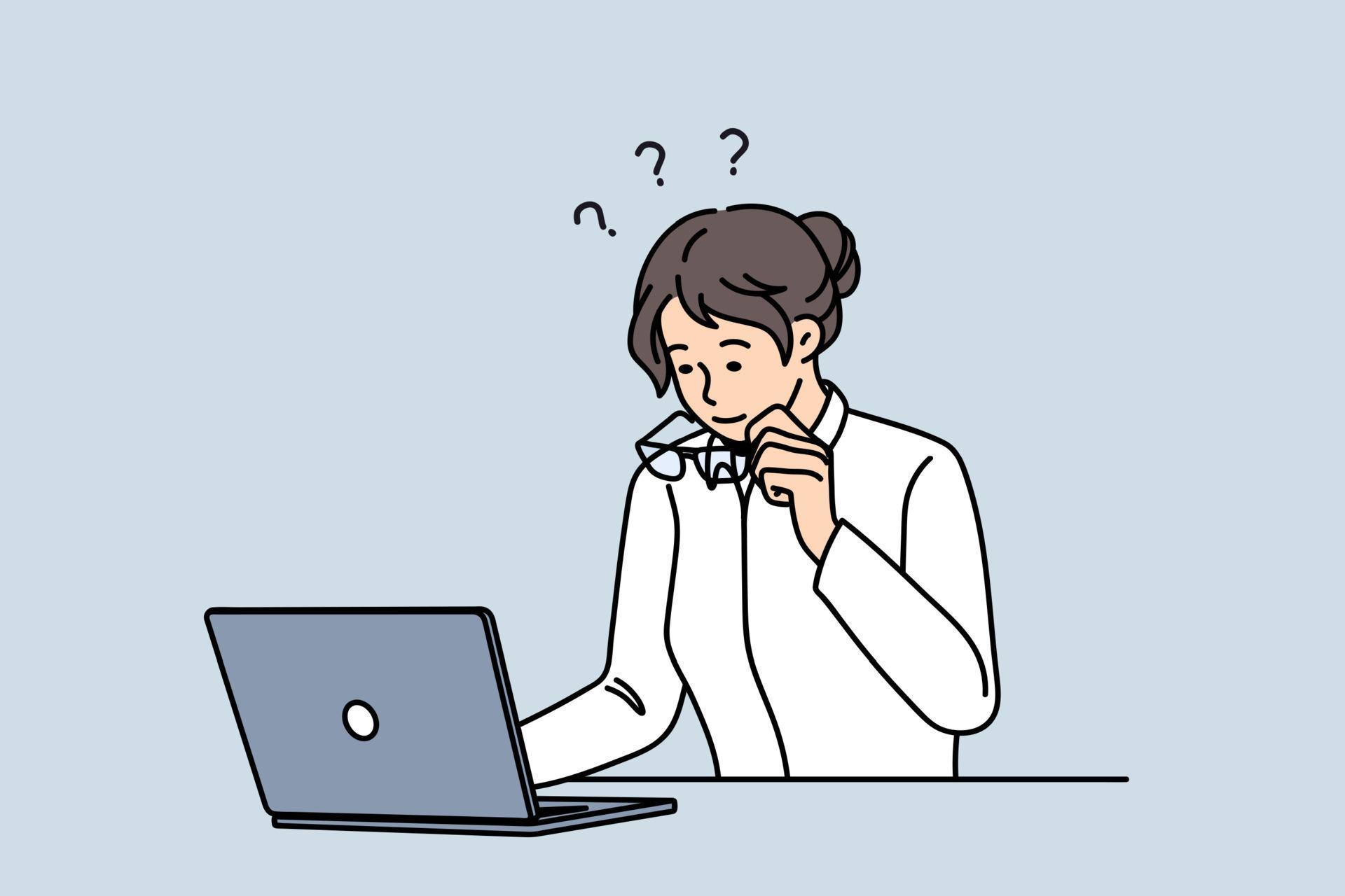 Businesswoman Take Off Glasses Look At Screen Shocked By Unexpected
