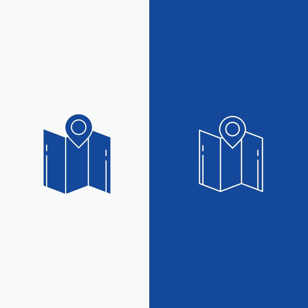 Map Direction Location Navigation Pointer Line and Glyph Solid icon Blue banner Line and Glyph ...