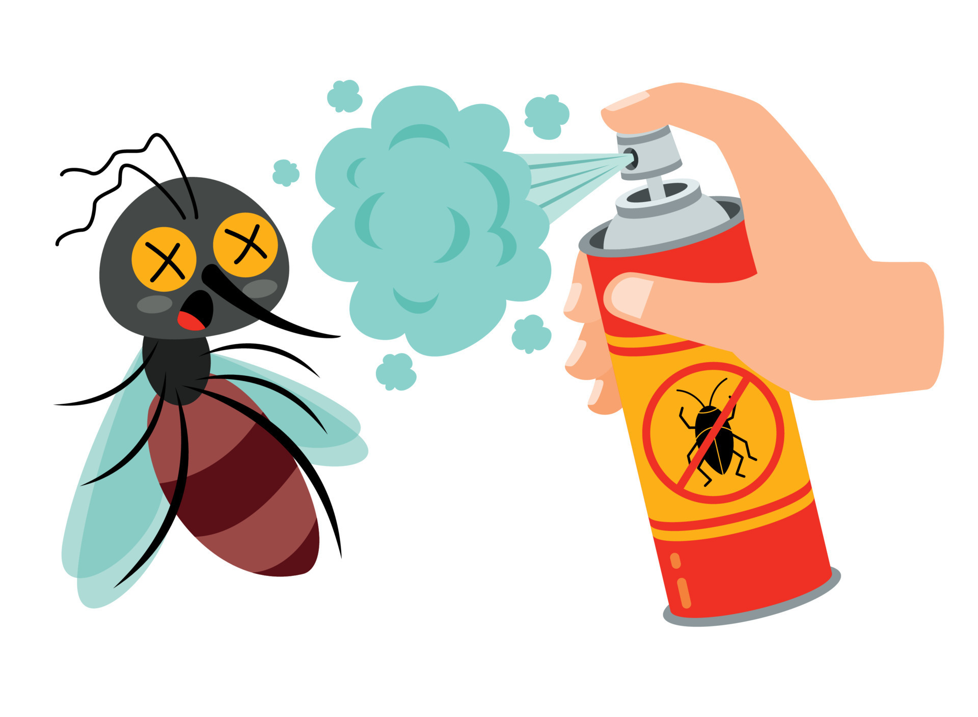 Bug Repellent Spray Can Spaying On Mosquito 13536965 Vector Art At Vecteezy
