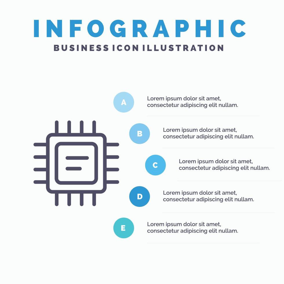 Cpu Microchip Processor Line icon with 5 steps presentation infographics Background 13541247 ...