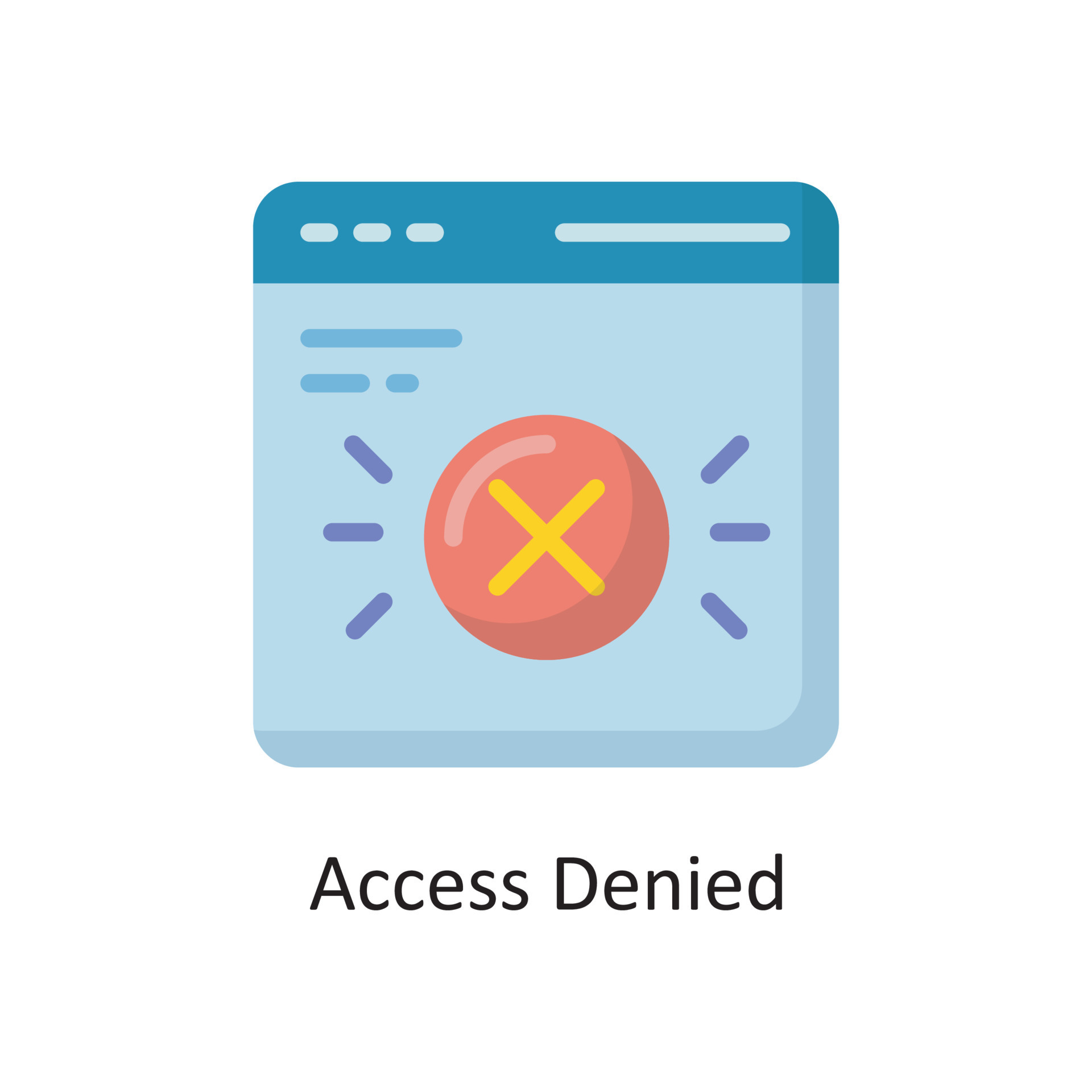 acceso denegado ilustración de diseño de icono plano vectorial. símbolo de computación en la ...