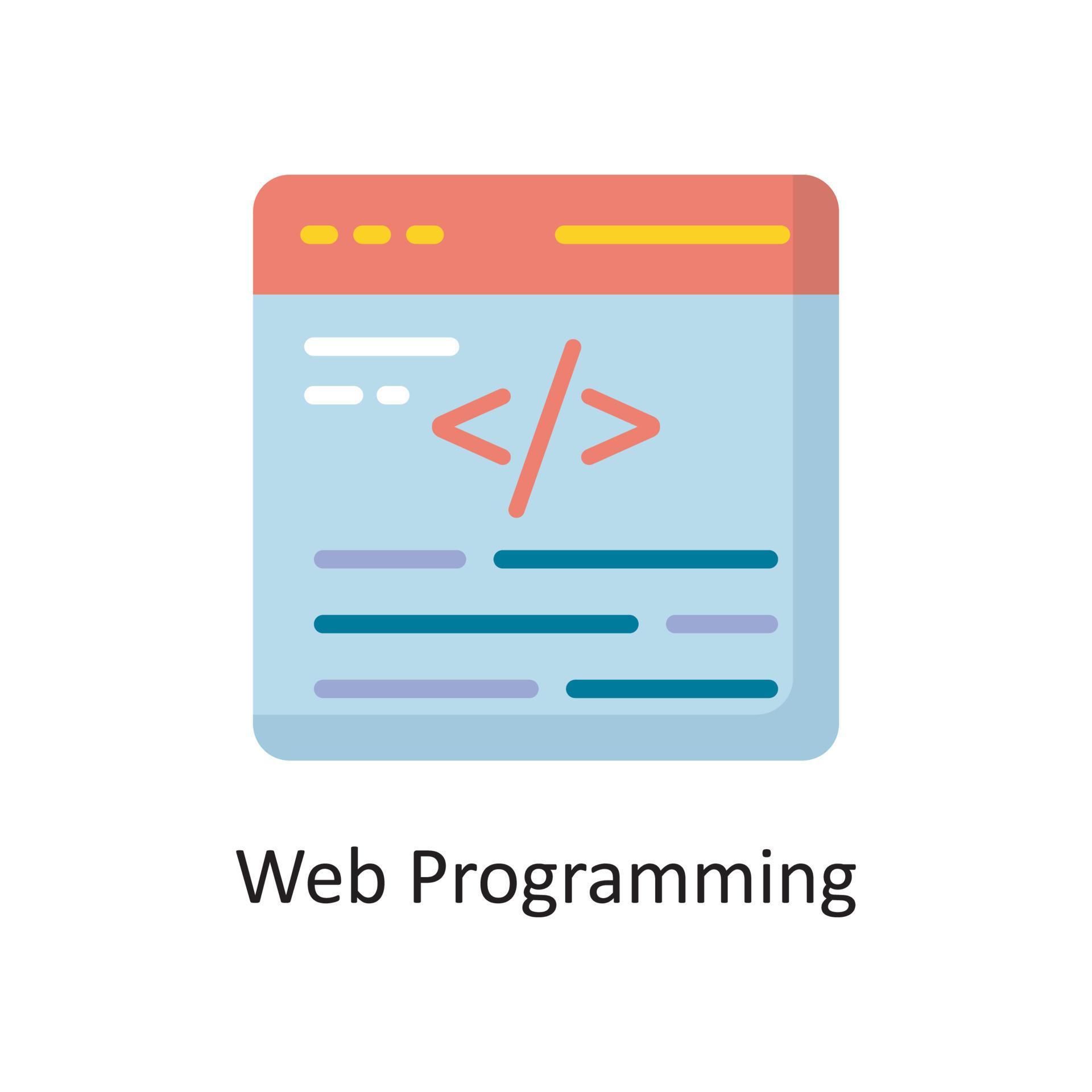 Web Programming Vector Flat Icon Design illustration. Cloud Computing ...