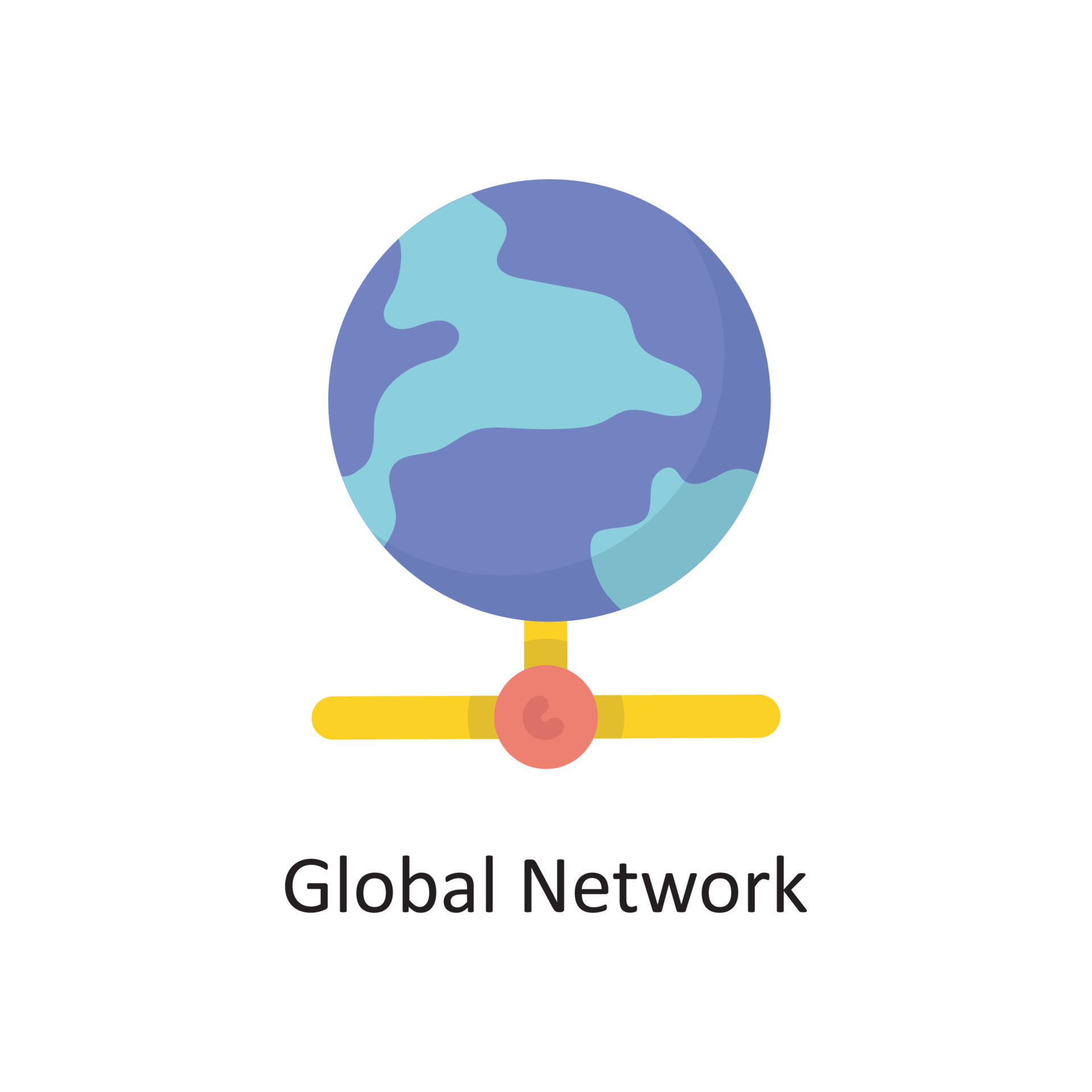Global Network Vector Flat Icon Design Illustration Cloud Computing Symbol On White Background