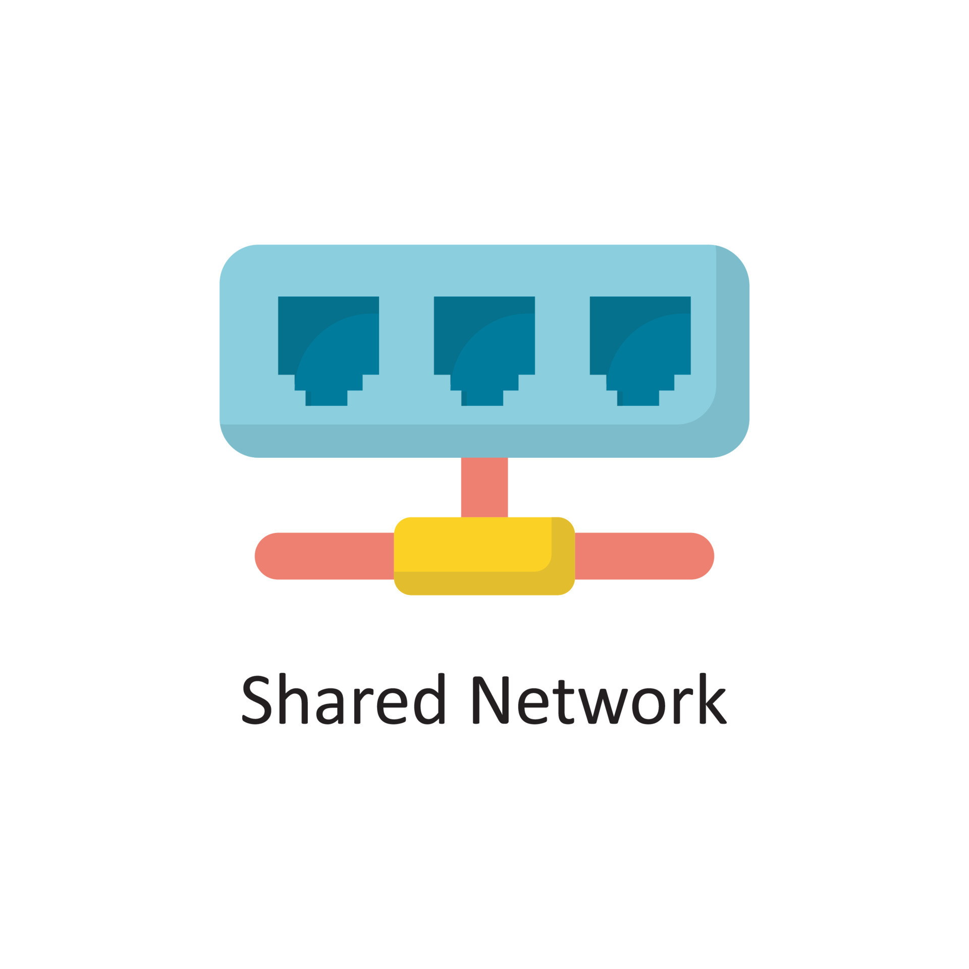 Shared Network Vector Flat Icon Design Illustration Cloud Computing Symbol On White Background