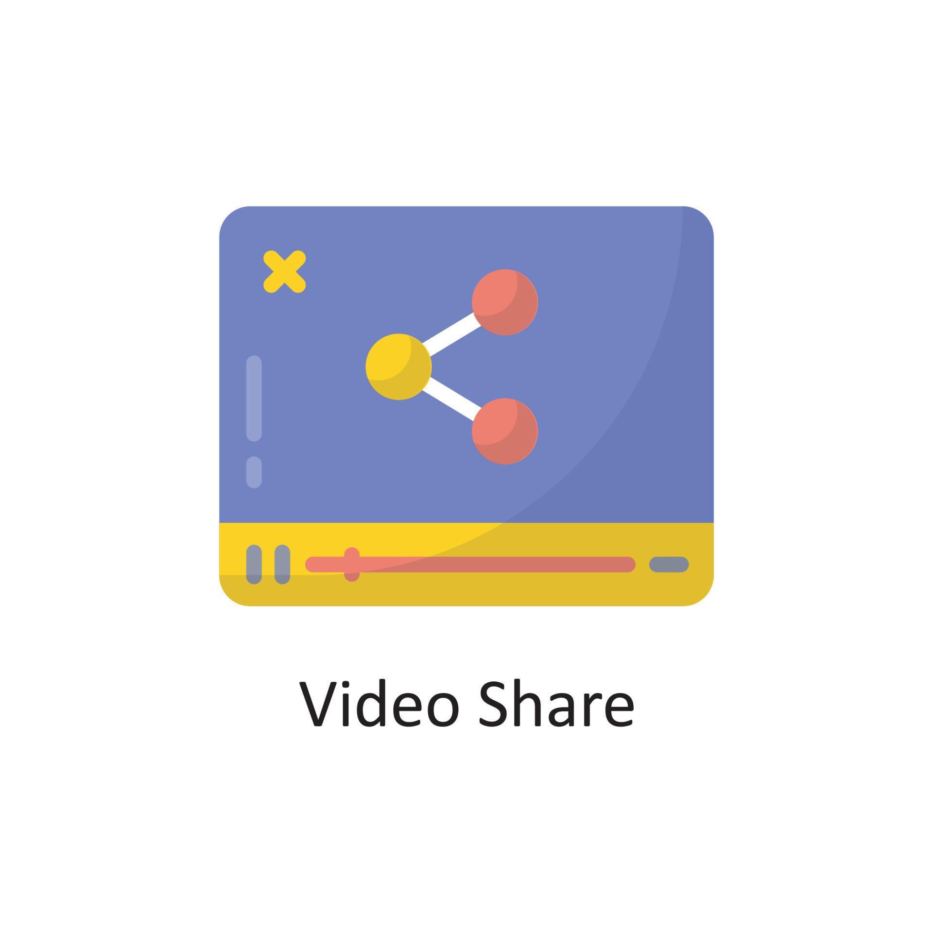 Video Share Vector Flat Icon Design Illustration Cloud Computing Symbol On White Background Eps