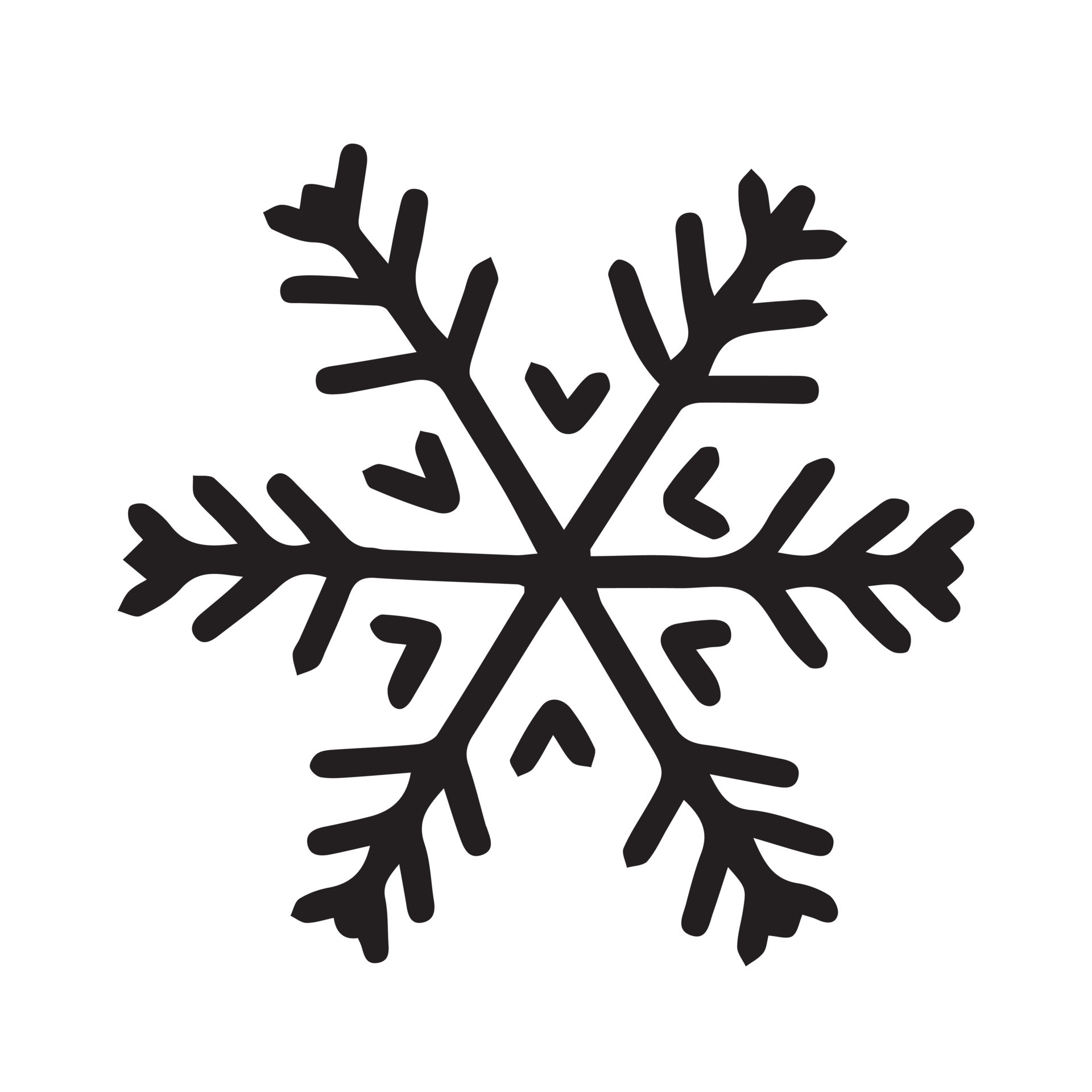 Hand drawn doodle snowflake illustration. Vector snowflake simple ...